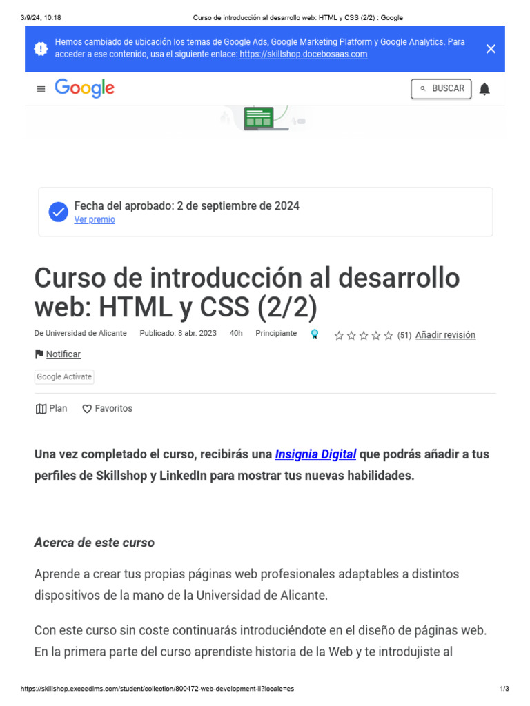 Curso de Introducción Al Desarrollo Web - HTML y CSS (2 - 2) - Google | PDF | HTML | Página web