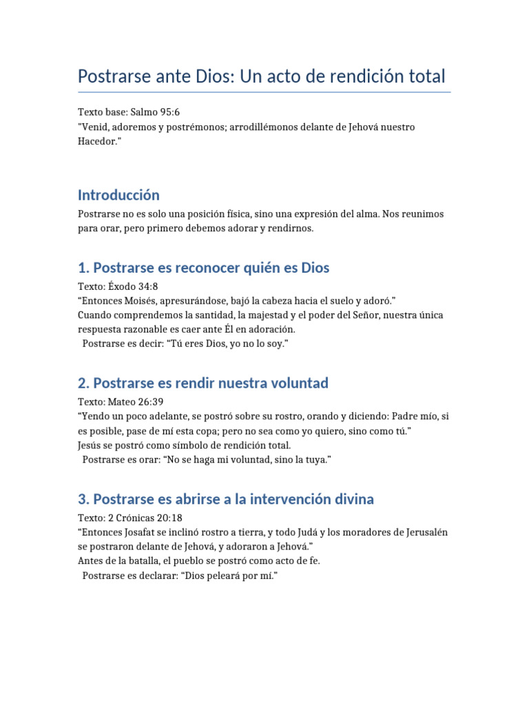Postrarse Ante Dios Enseñanza Impresa | PDF