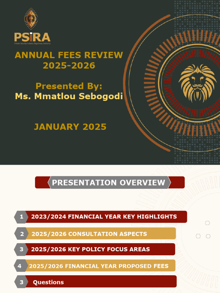 PSIRA Annual Fees Review 2025-2026 | PDF