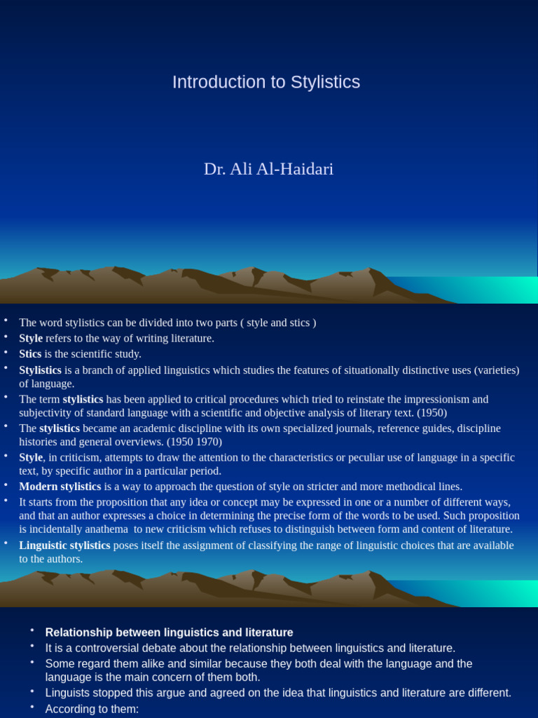 Introduction To Stylistics | PDF | Linguistics | Aesthetics