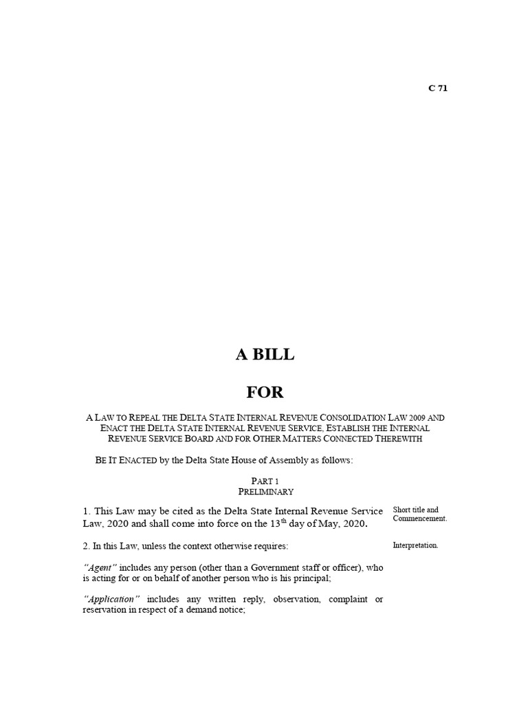 Delta State Internal Revenue Service Law | PDF | Taxes | Internal ...