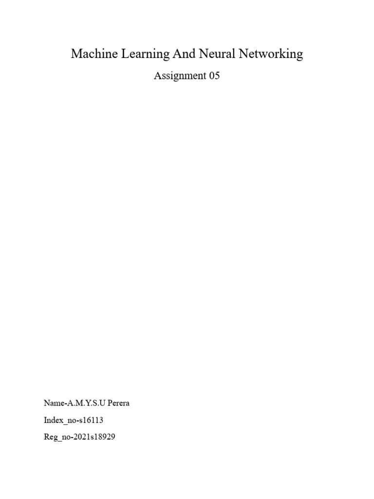 Machine Learning and Neural Networking | PDF