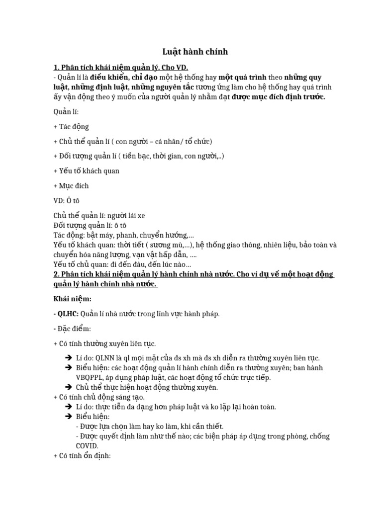 Đề Thi Vấn Đáp K48 Luật Hành Chính | PDF