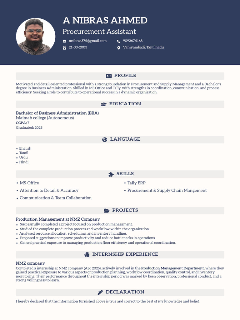 A Nibras Ahmed Flowcv Resume 20250528 | PDF