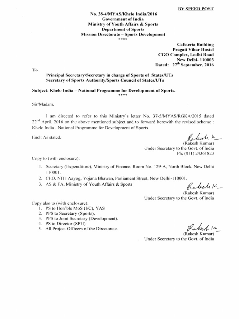 Revised Khelo India - National Programme For Development of Sports ...