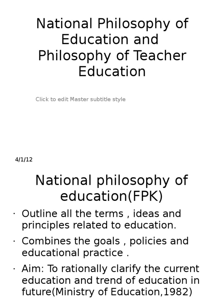 National Philosophy of Education and FPG | PDF | Philosophy Of ...