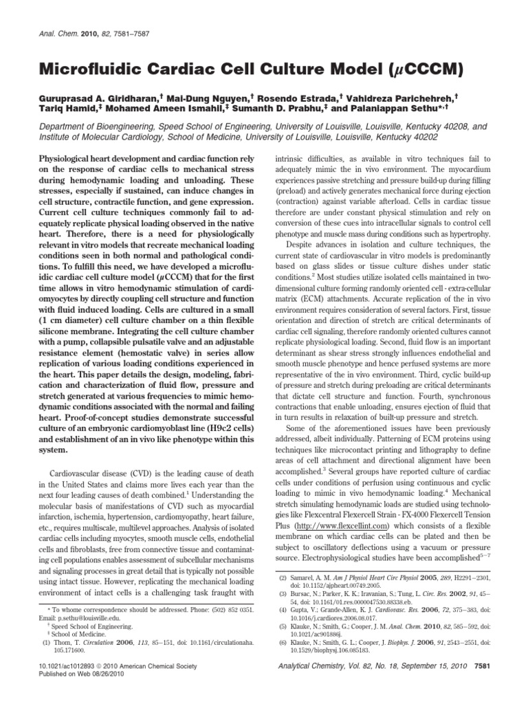 Microfluidic Cardiac Cell Culture Model | PDF | Cardiac Muscle | Blood ...