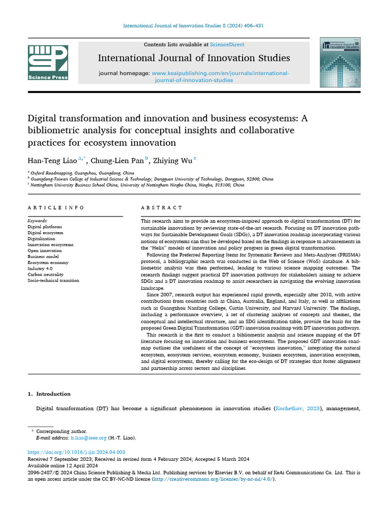 Digital Transformation and Innovation and Business Ecosystems | PDF ...