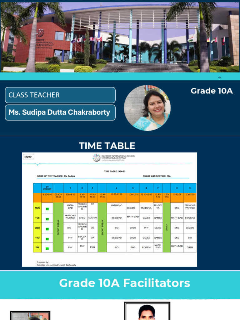Grade 10A Class Facilitators Timetable | PDF