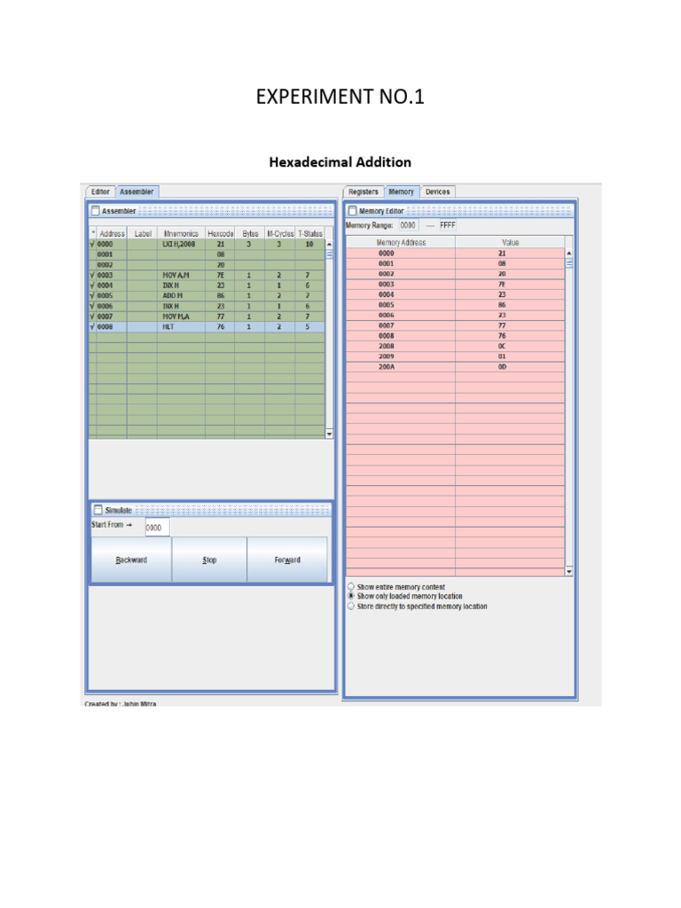 Experiment No.1: Hexadecimal Addition | PDF