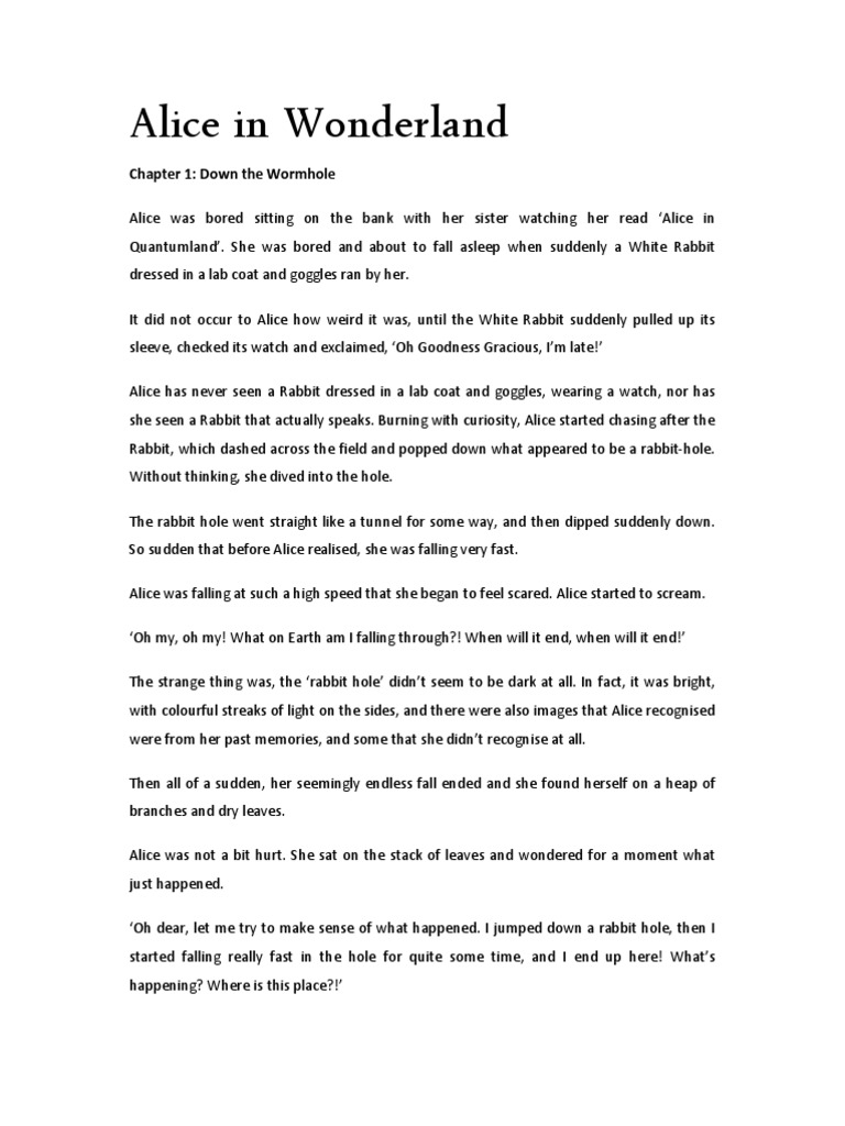 Alice in Wonderland: Chapter 1: Down The Wormhole | PDF | Quantum ...