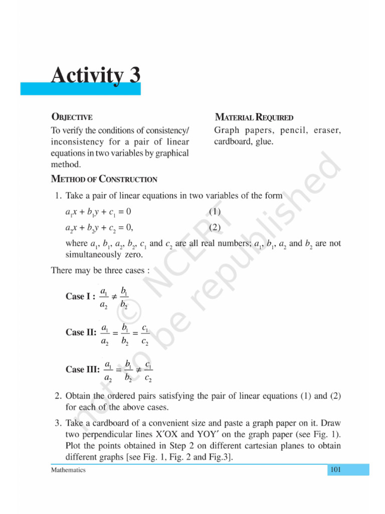 Activity-Linear Equations Class 10th | PDF