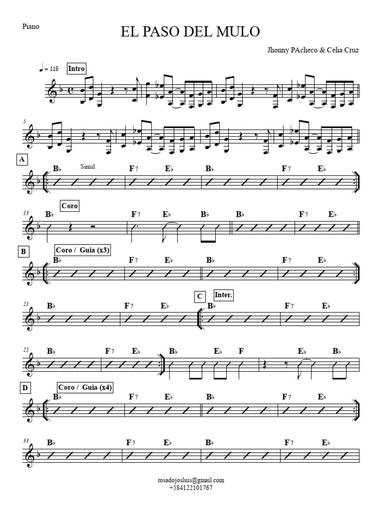 El Paso Del Mulo - Piano | PDF