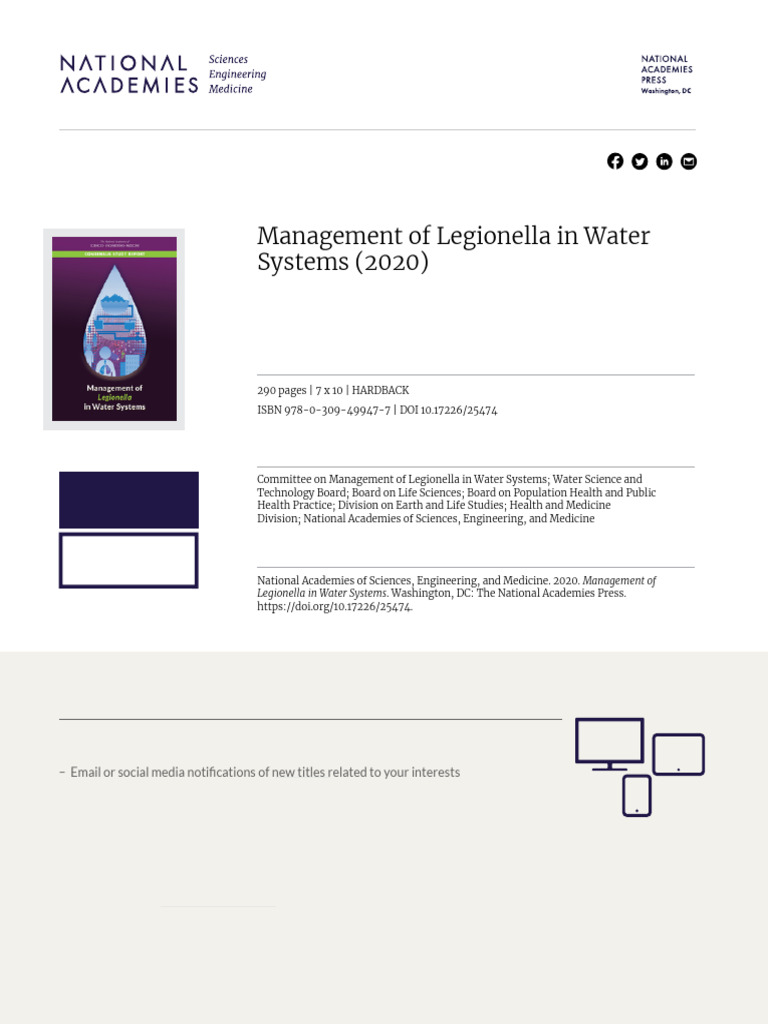 Management of Legionella in Water Systems (2020) : This PDF Is ...