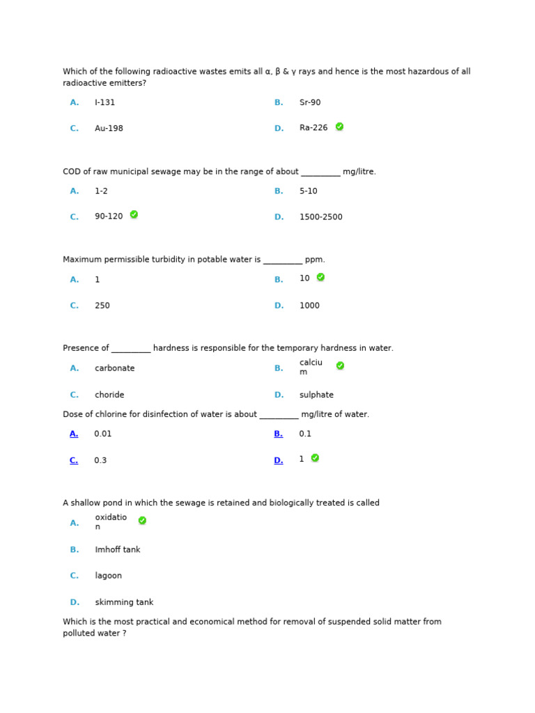 Environmental Engineering MCQ | PDF | Water | Water Pollution