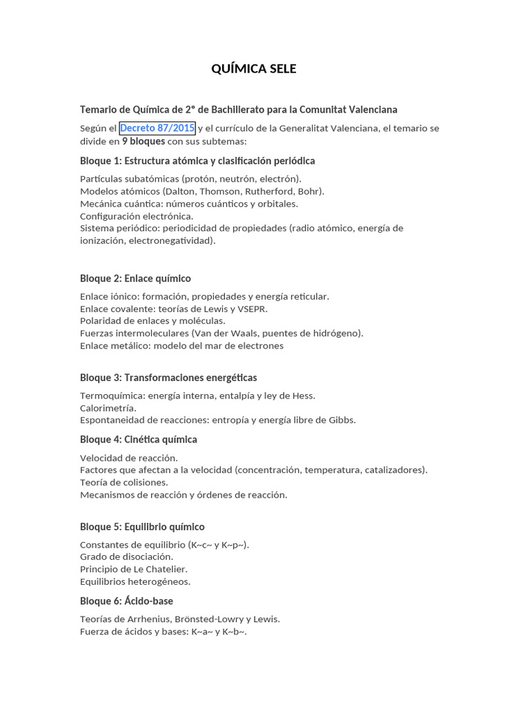 Química Sele | PDF | Enlace químico | Ácido