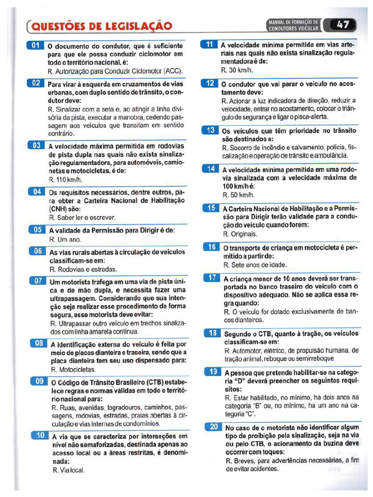 01 Questões de Legislação, Infrações 46-57 | PDF