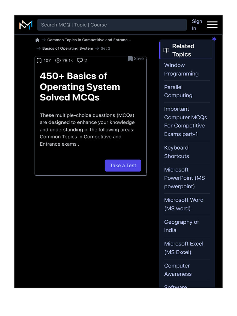 450+ Basics of Operating System Solved MCQs With PDF Download | PDF | Computer Data Storage ...