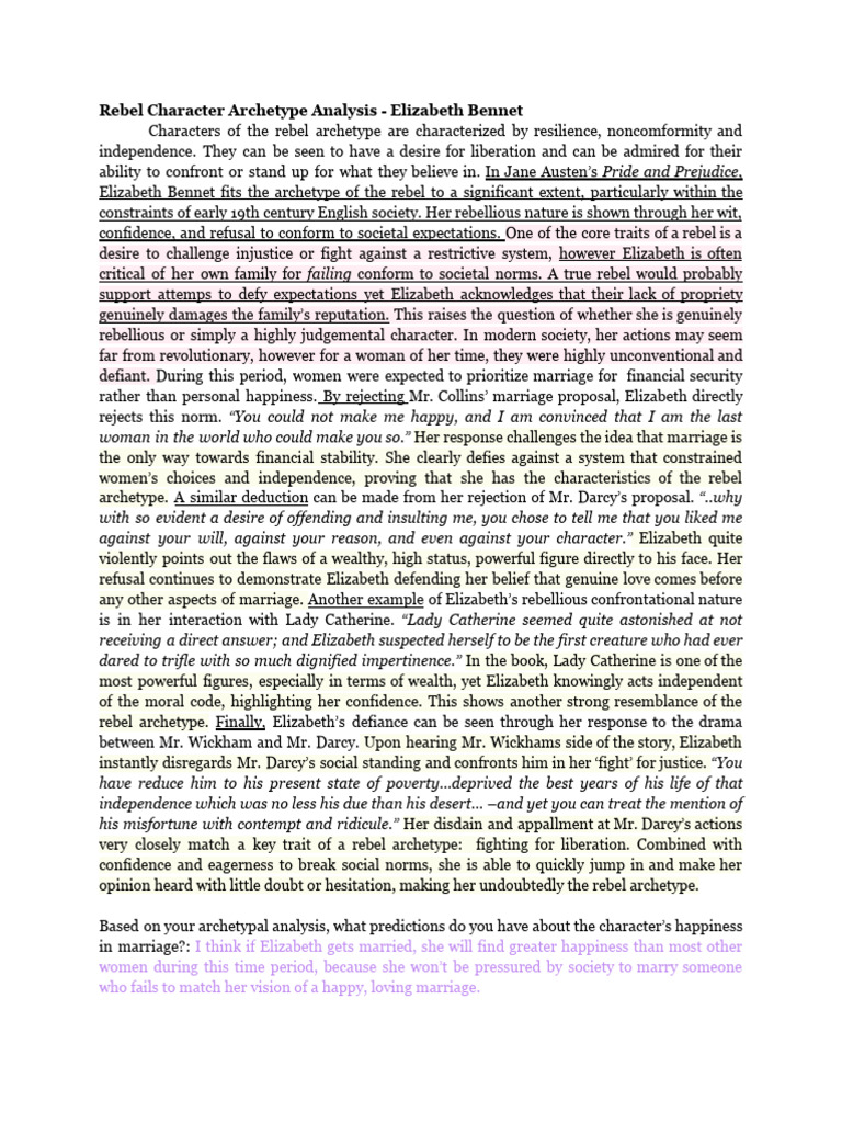 Elizabeth Bennet: The Rebel Archetype | PDF | Elizabeth Bennet | Mr. Darcy