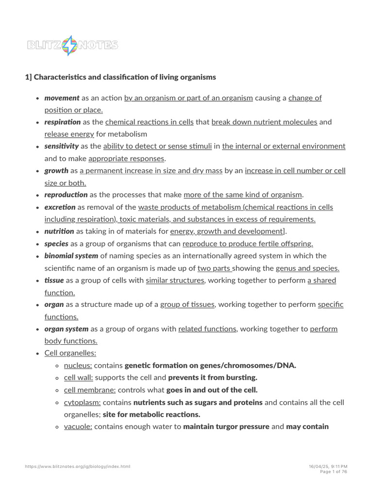 IGCSE Biology Notes | PDF | Ventricle (Heart) | Atrium (Heart)