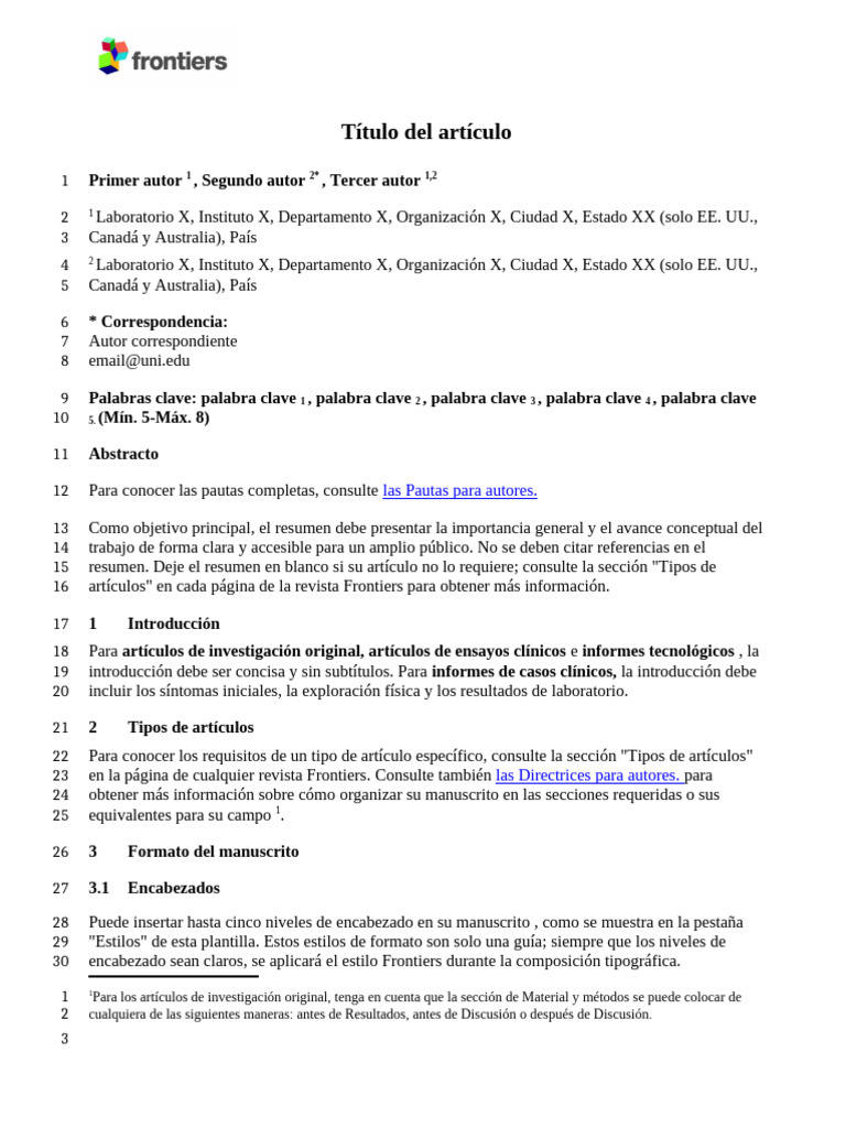 Guía de Plantilla para Frontiers | PDF