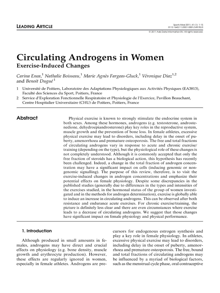 Circulating Androgens in Women - Exercise-Induced Changes 2011 | PDF ...