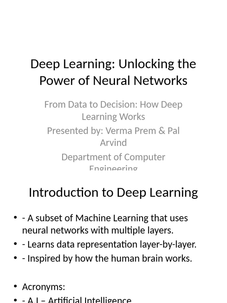 Deep Learning Presentation | PDF