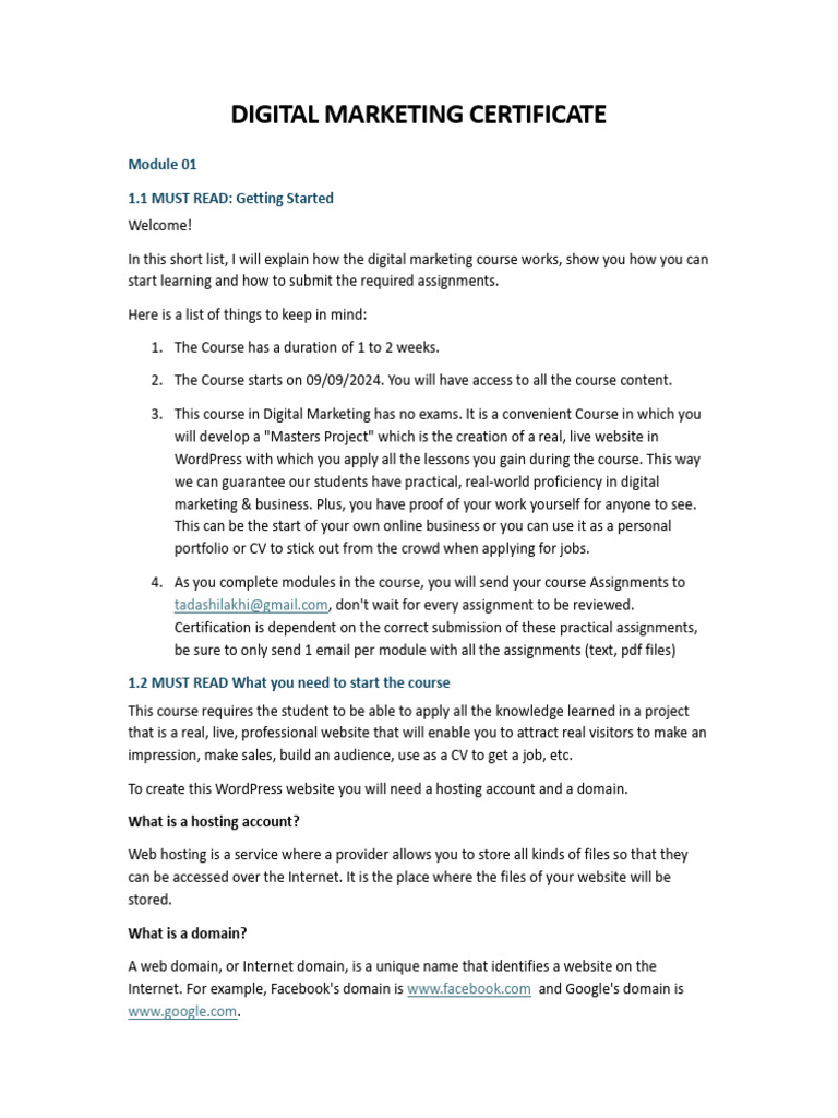 Digital Marketing Course Overview | PDF | Subscription Business Model ...
