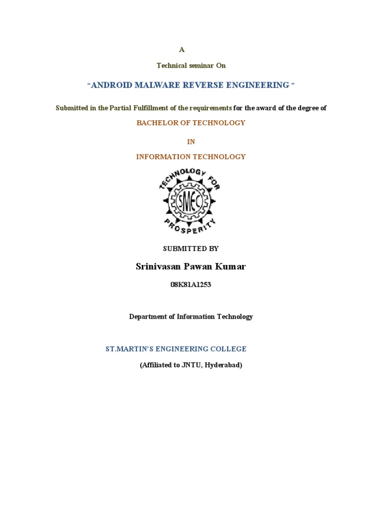 Android Malware Reverse Engineering: Srinivasan Pawan Kumar | PDF | Android (Operating System ...