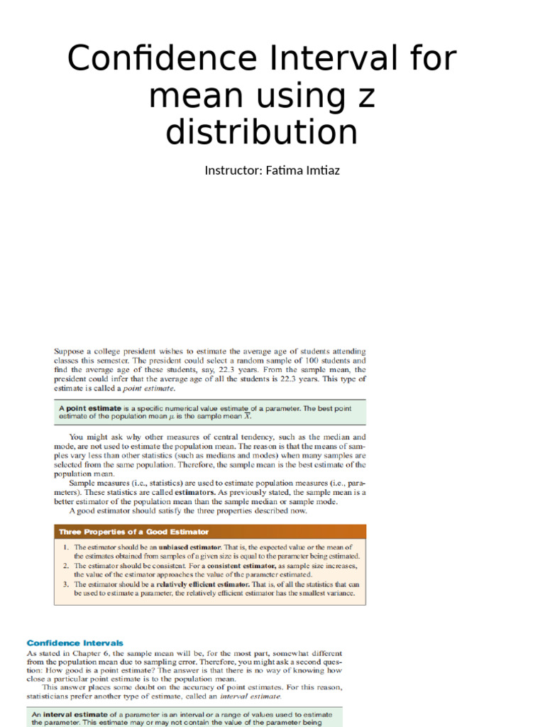 Confidence Interval For Mean | PDF