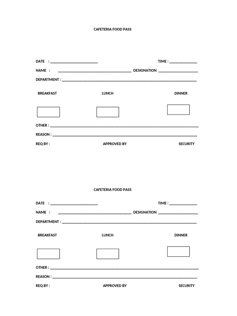 Cafeteria Food Pass | PDF