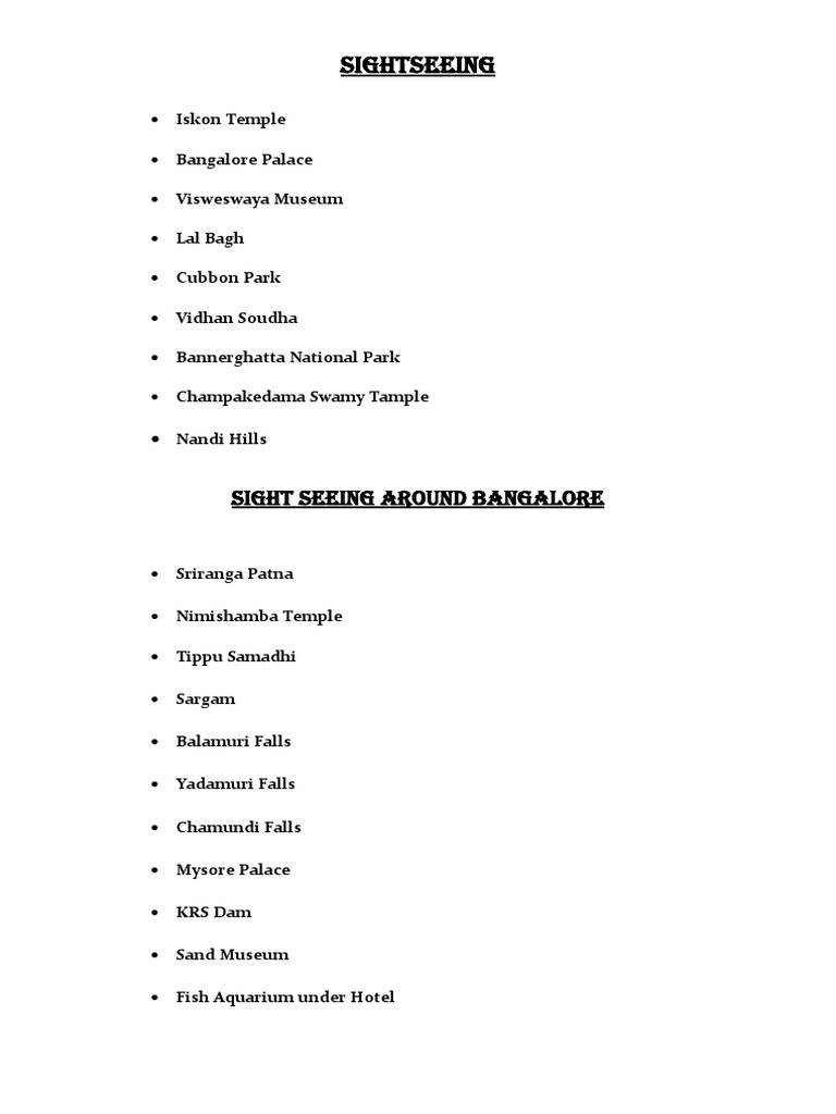 Sightseeing List New | PDF