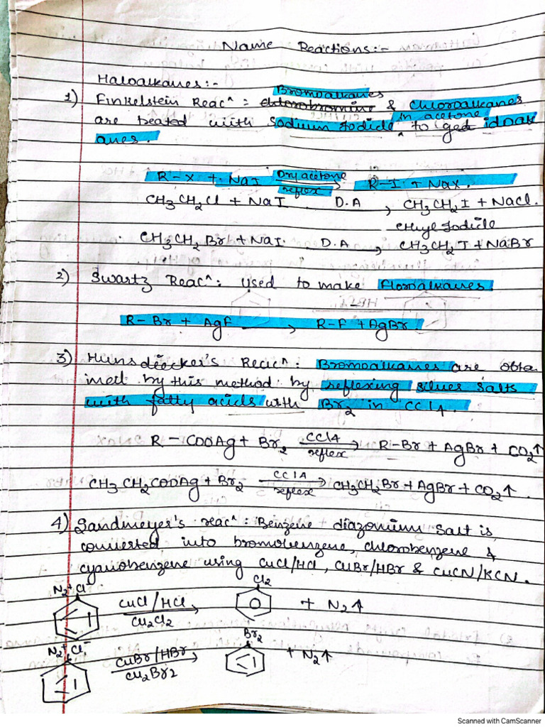 Chemistry Name Reactions | PDF
