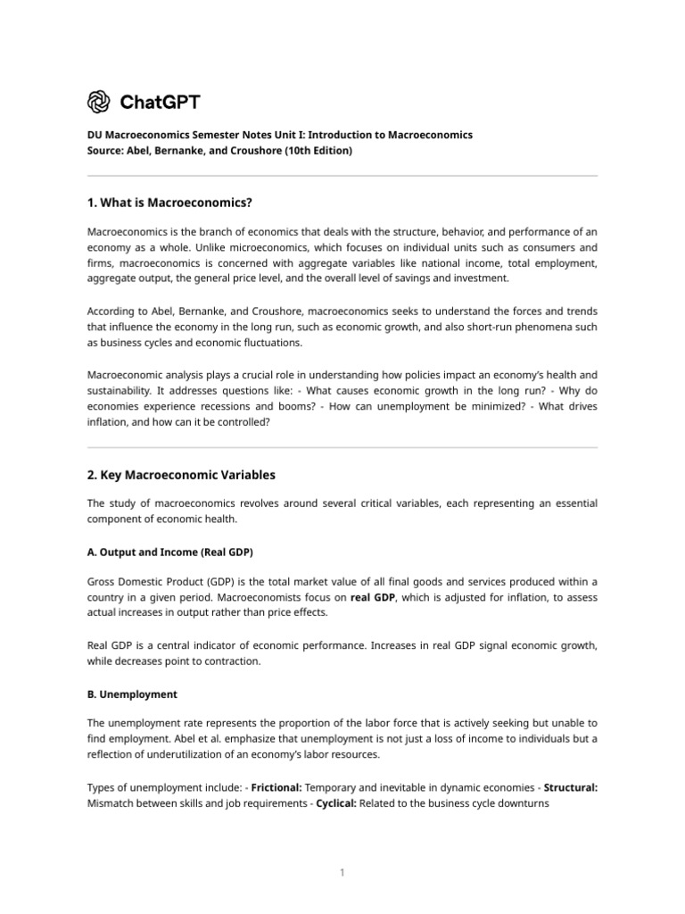 Macroeconomics Overview and Key Concepts | PDF | Macroeconomics | Inflation