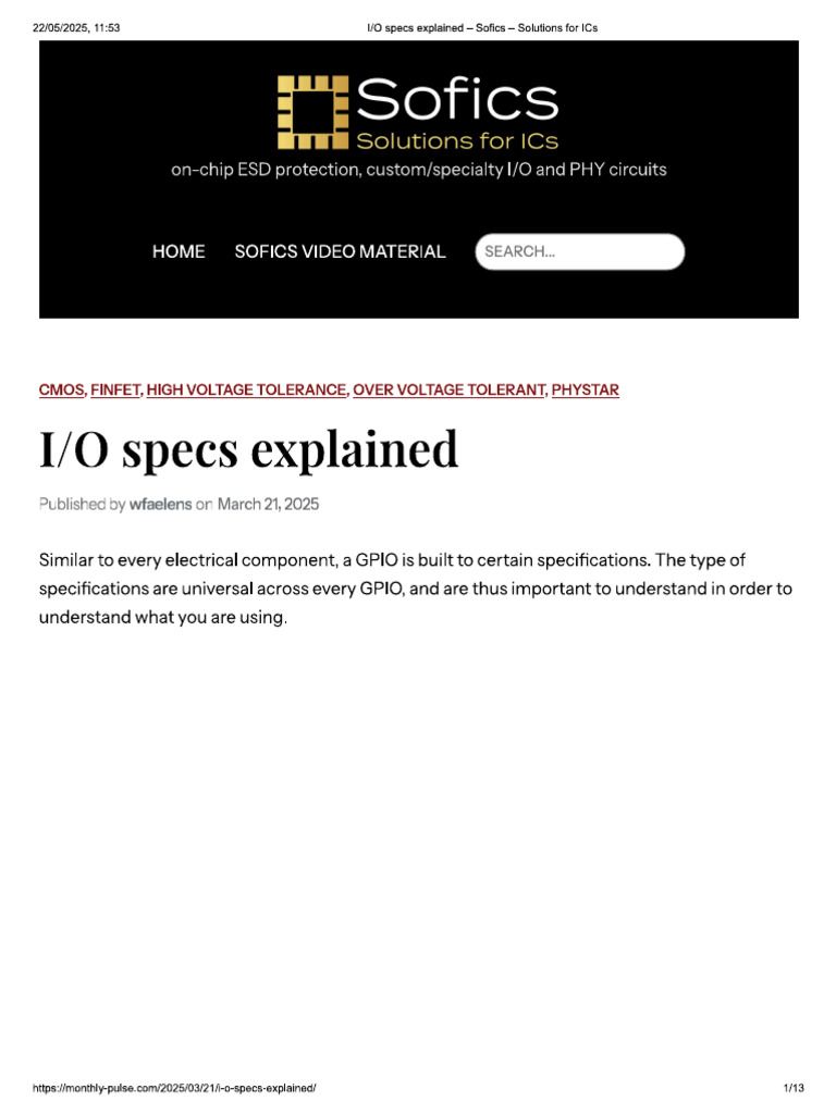 Sofics Io Explain | PDF