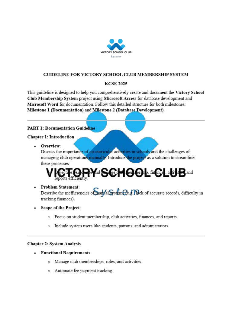Victory School Club Membership Guide | PDF | Databases | Microsoft Access