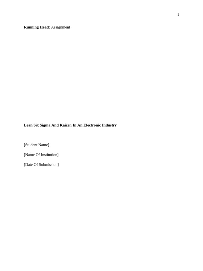 Lean Six Sigma & Kaizen in Electronics | PDF | Lean Manufacturing | Six ...