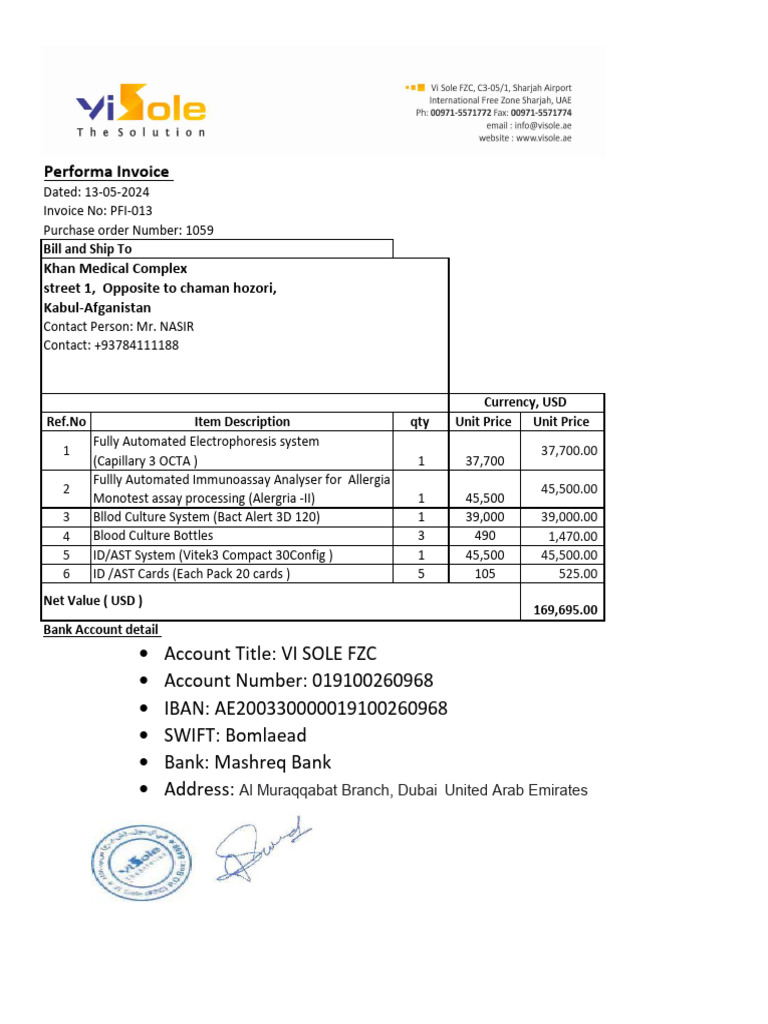 Revised Performa Invoices | PDF | Immunology | Medical Specialties