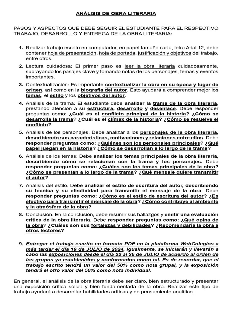 Análisis de Obra Literaria | PDF