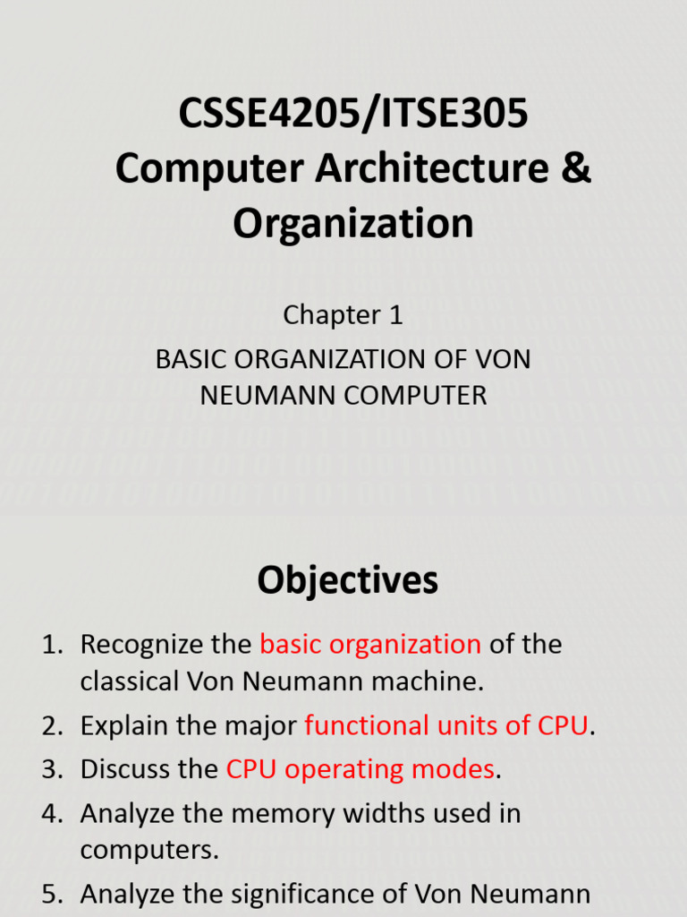 Chapter 1 Basic Organization Von Neumann Computer 2 | PDF | Central Processing Unit | Byte