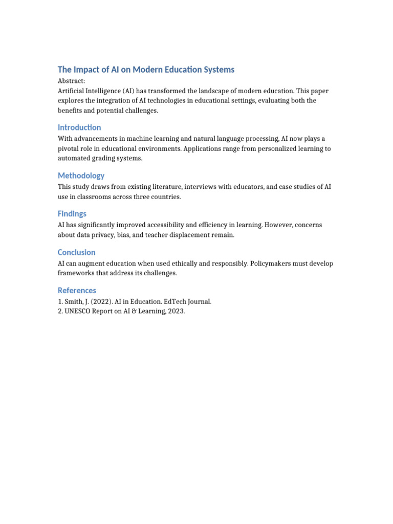 AI Education Research Paper | PDF