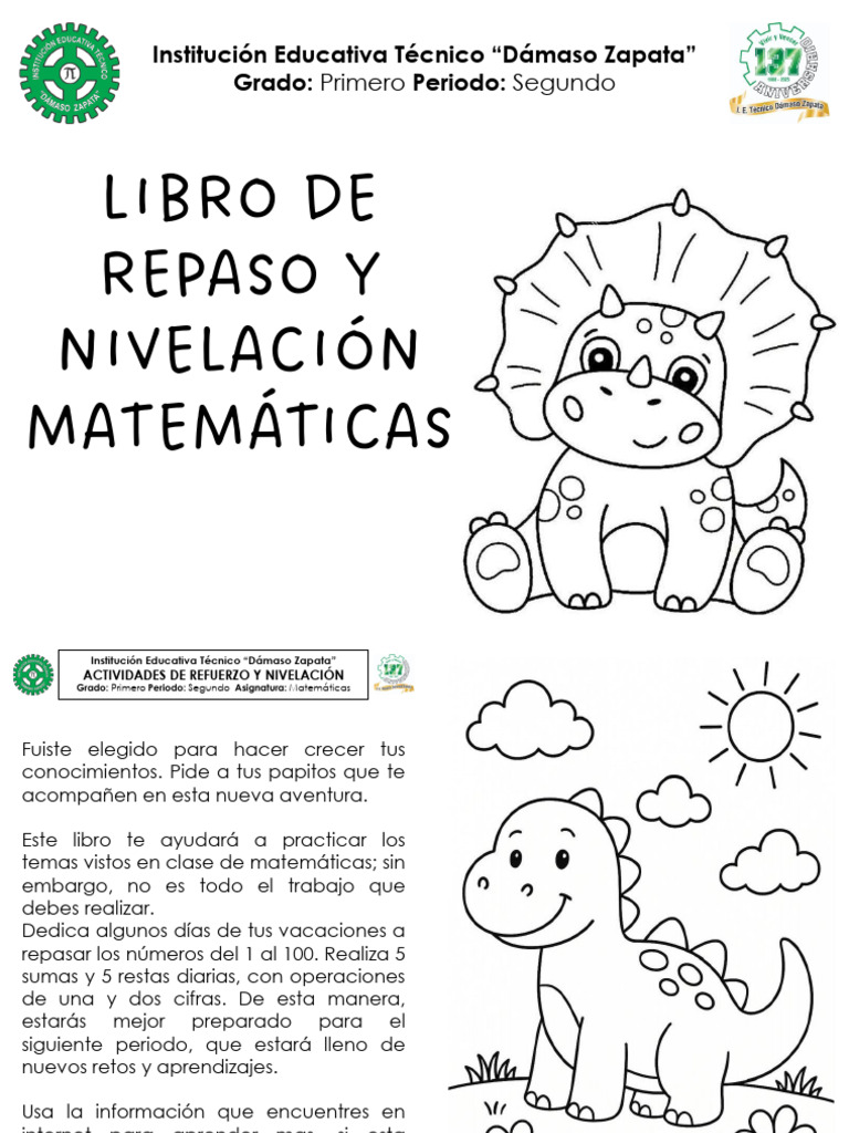 Libro de Repaso y Nivelación Matemáticas - Grado Primero | PDF ...