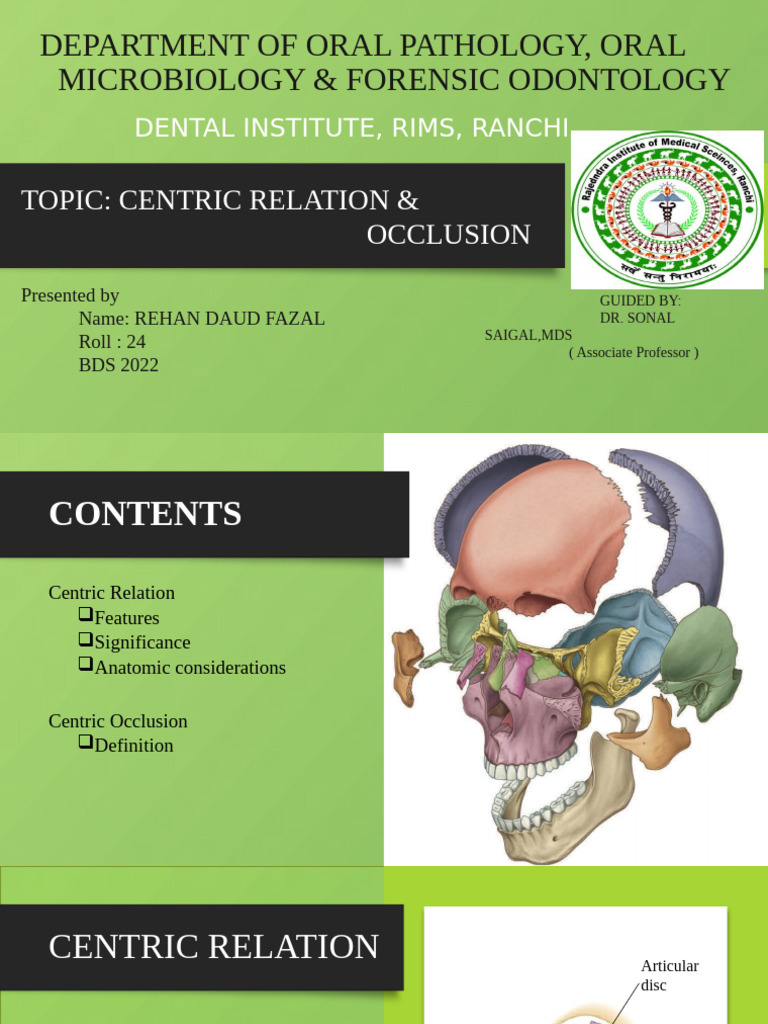 Centric Relation and Occlusion Overview | PDF | Dentistry Branches ...