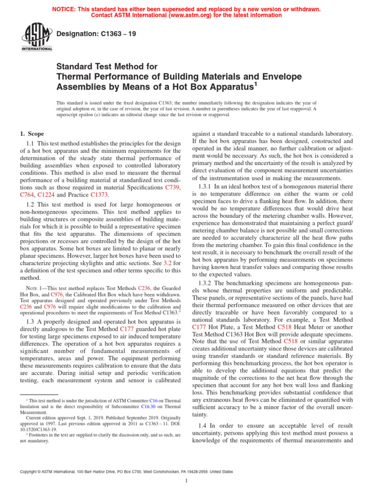 Astm C1363-19 | PDF | Heat Transfer | Building Insulation