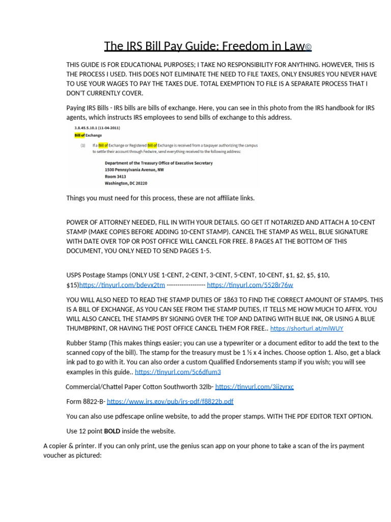 Properly Handle All Your IRS Bills Without Federal Reserve Notes | PDF ...