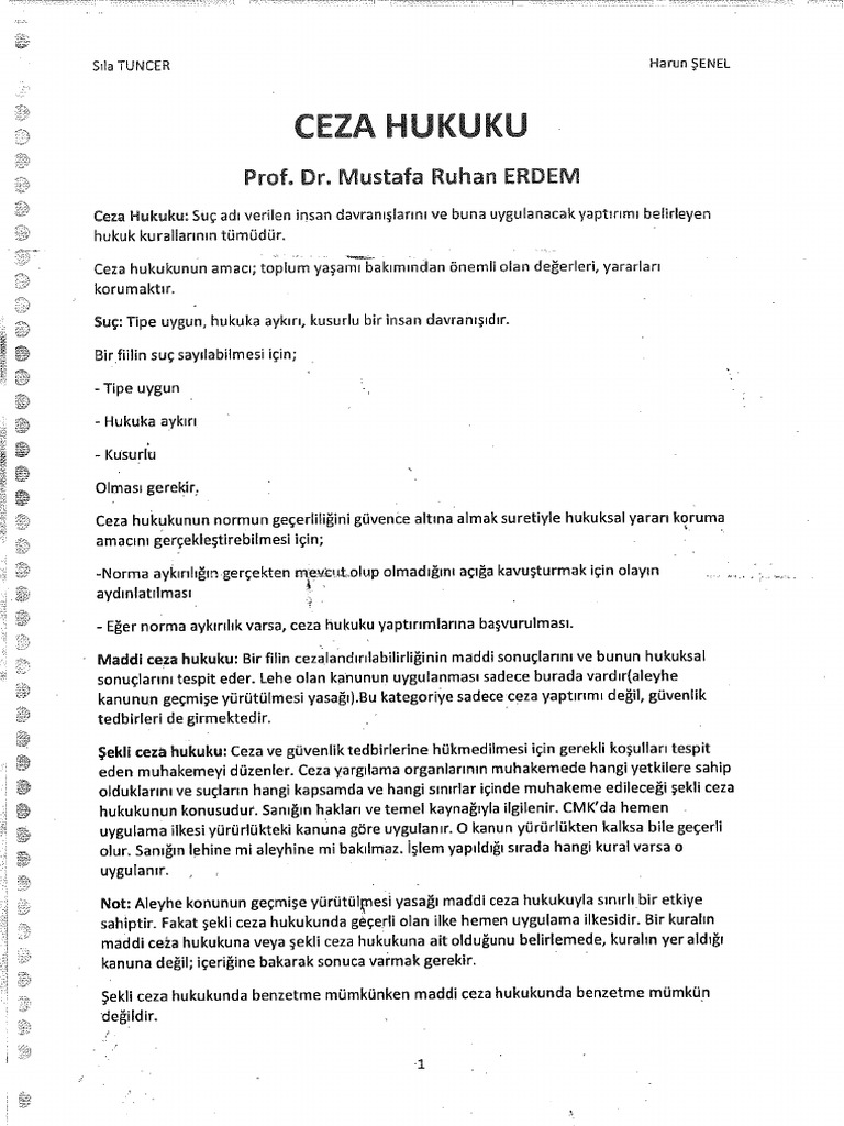 Ceza Genel - Mustafa Ruhan Erdem 106 Sayfa | PDF