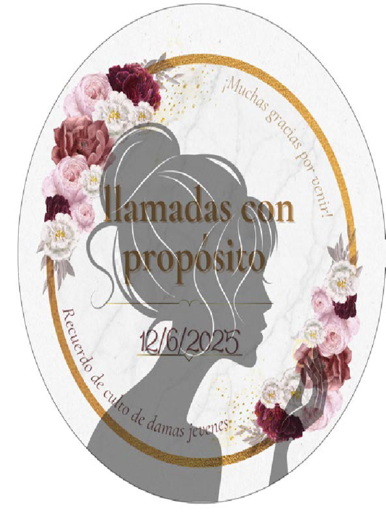 Sticker Circular Boda Floral Bordo y Dorado (4) | PDF