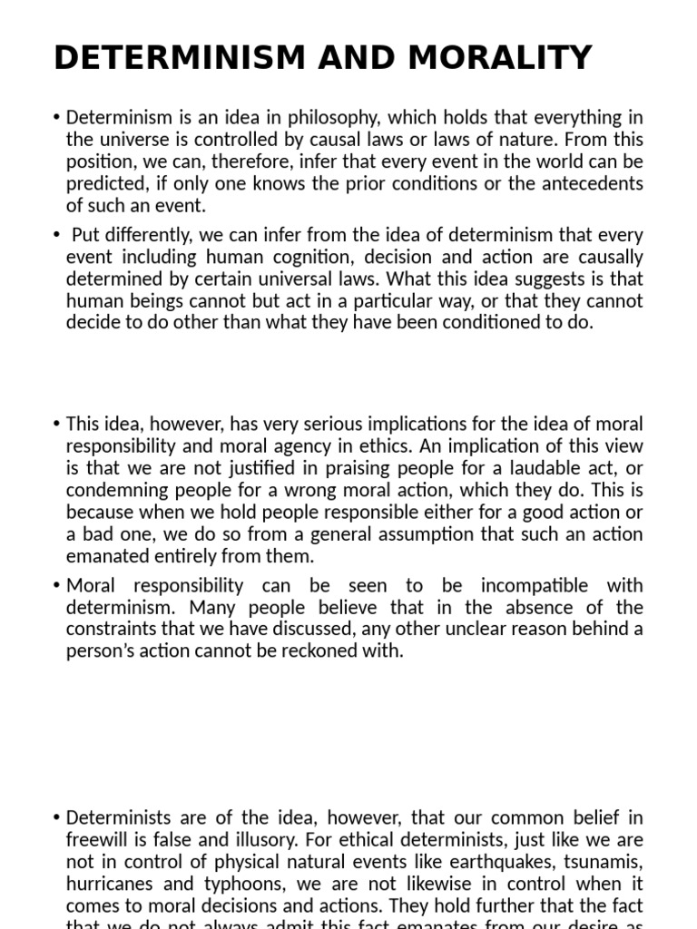 Determinism's Impact on Morality | PDF | Determinism | Free Will