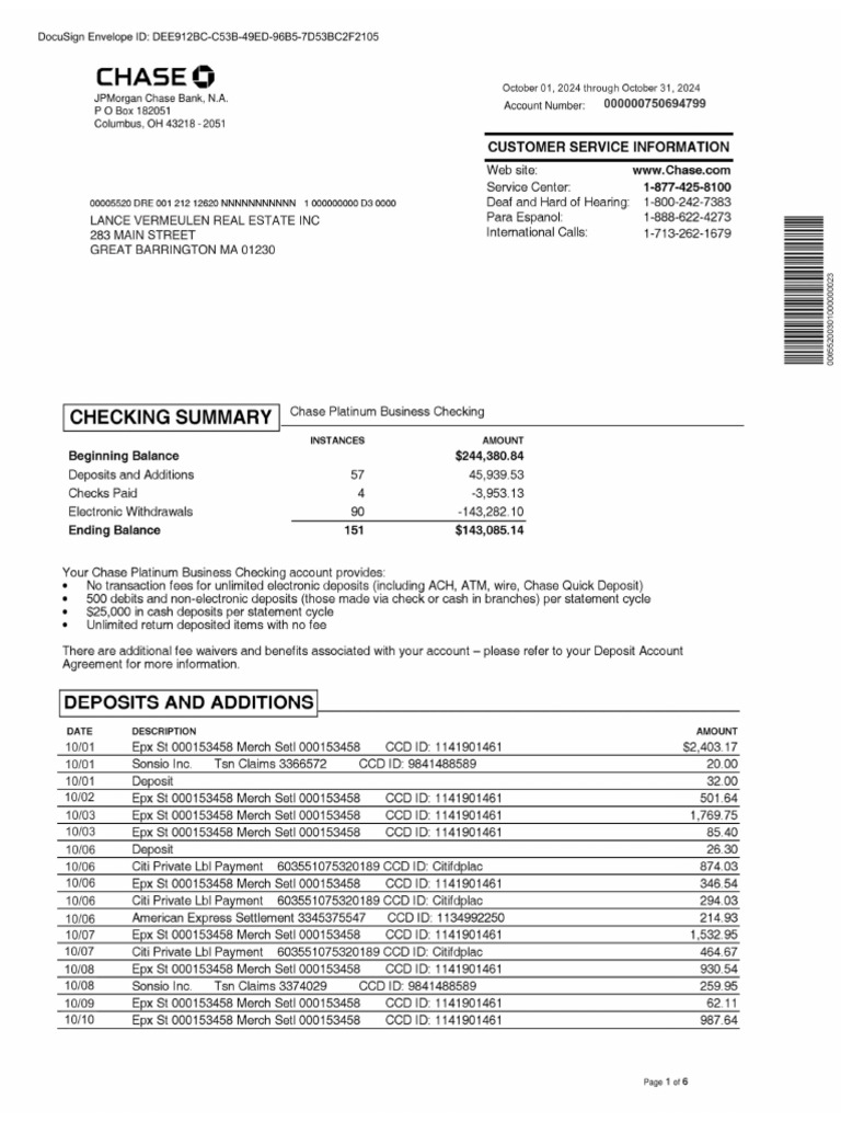 Chase Business Bank Statement | PDF