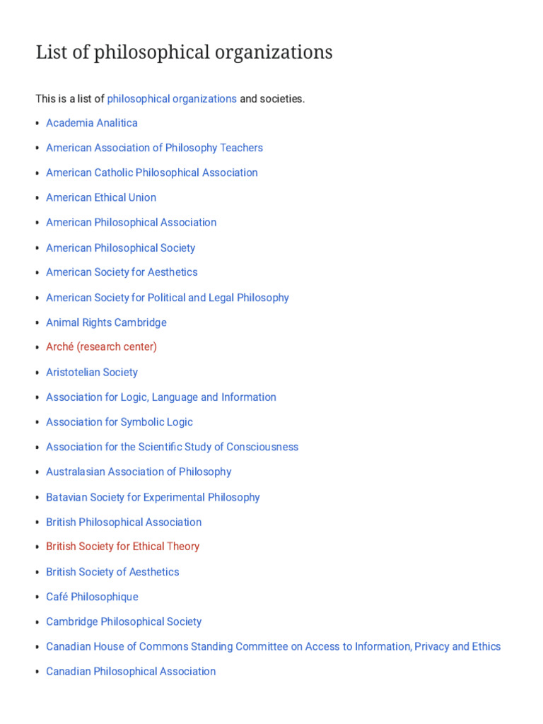 List of Philosophical Organizations - Wikipedia | PDF | Science ...